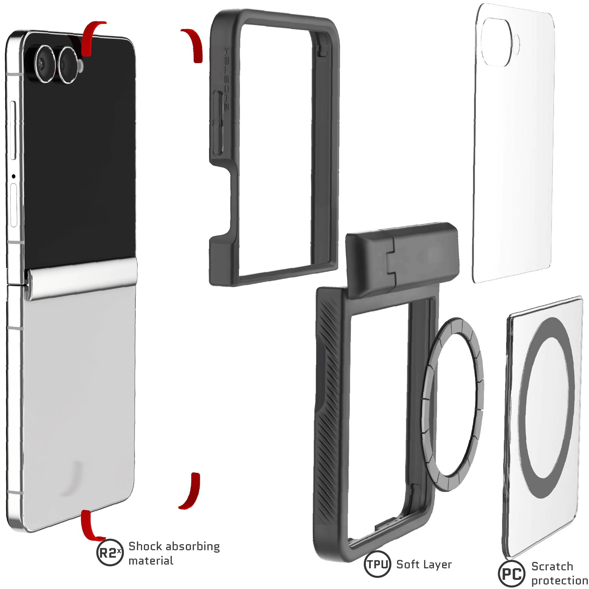Galaxy Z Flip 7 Clear Cases with MagSafe and Kickstand — GHOSTEK