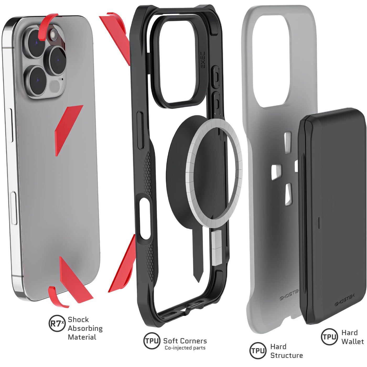 MagSafe iPhone 16 Pro / Max Wallet Case Card Holder — GHOSTEK